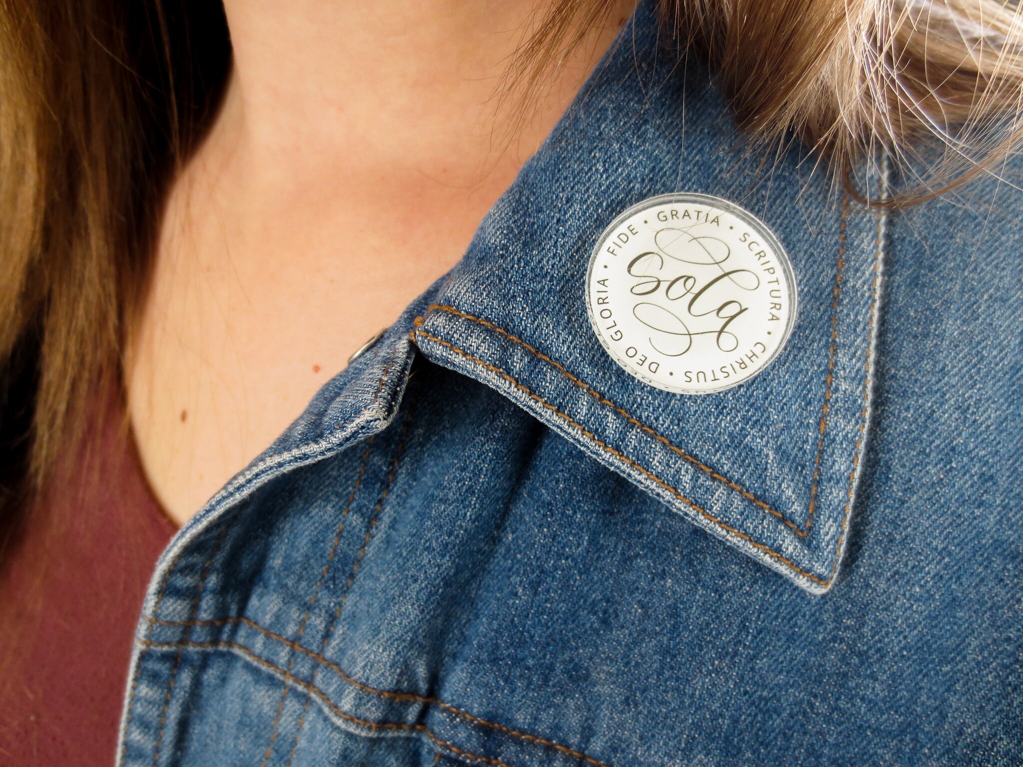 The 5 Solas Acrylic Pin Sola Fide Jean Jacket Pin - Etsy