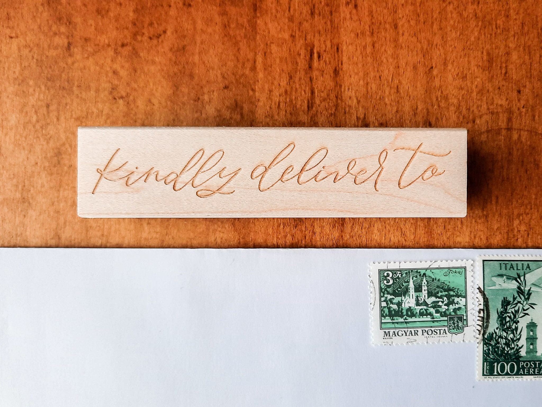 Kindly Deliver to Rubber Stamp Wooden Snail Mail Stamp | Etsy