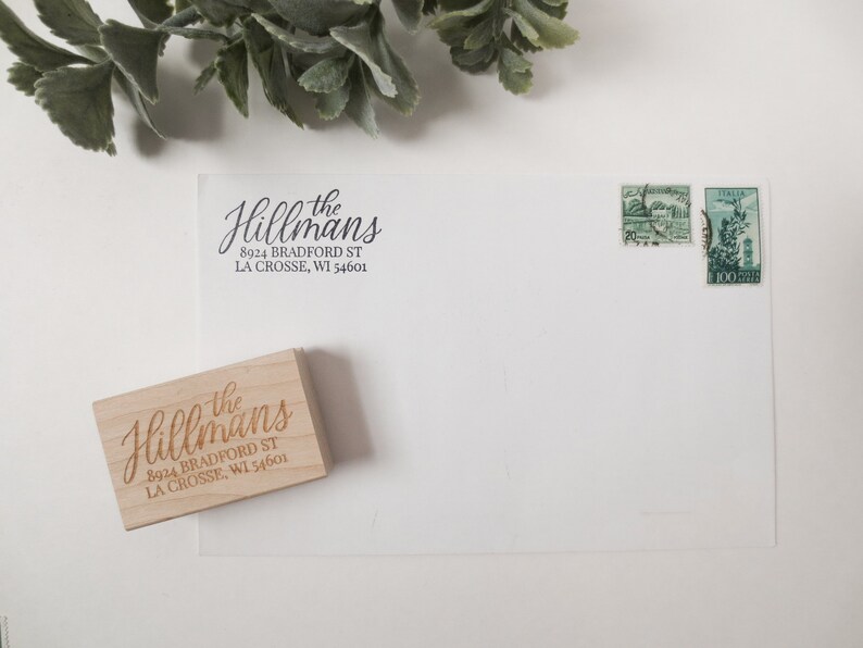 Custom Calligraphy Address Stamp Wooden Address Stamp - Etsy