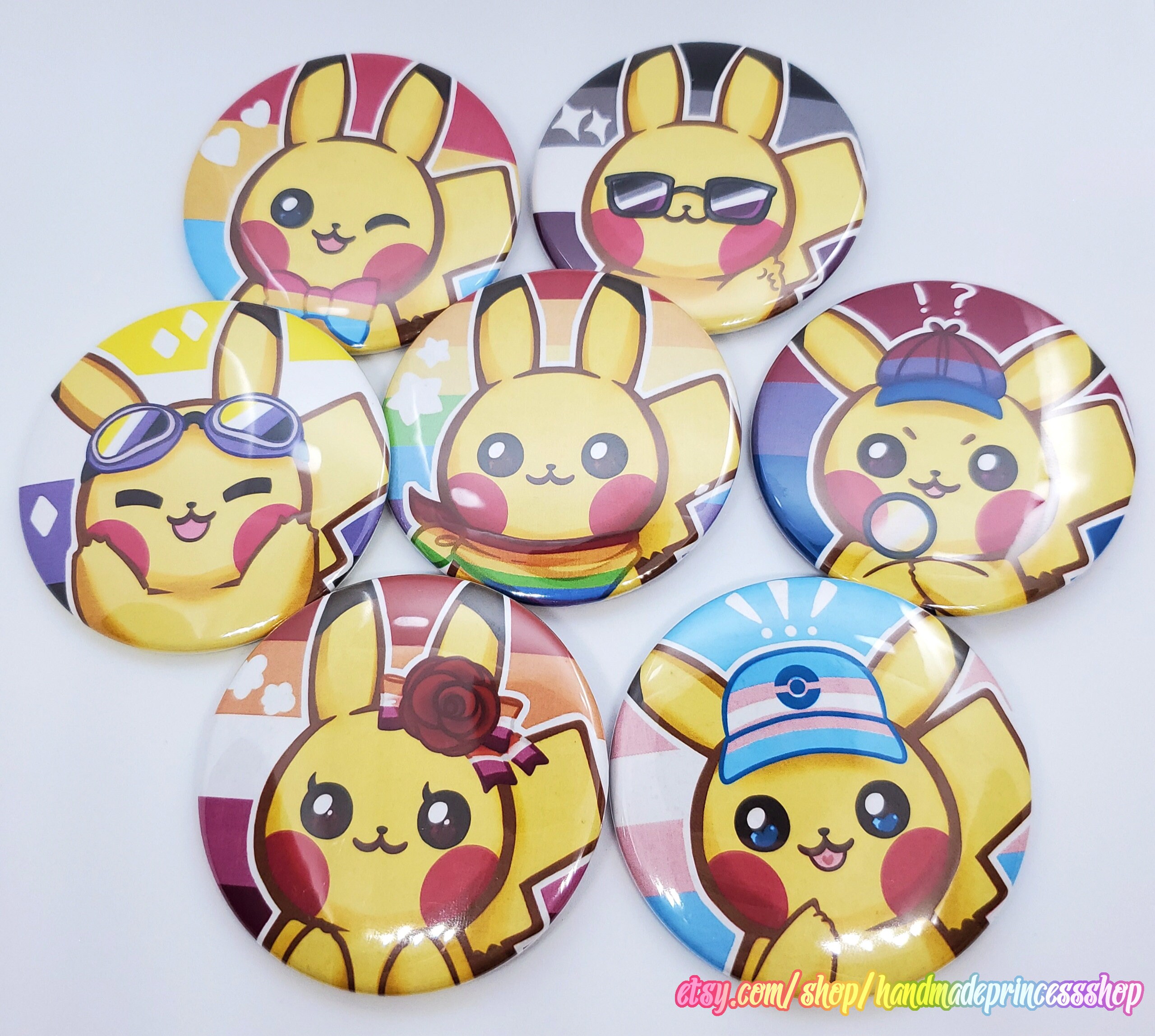 Pika Pride Buttons square Tail - Etsy
