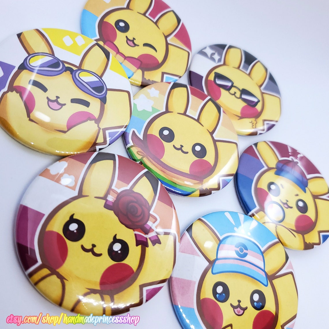 Pika Pride Buttons square Tail - Etsy