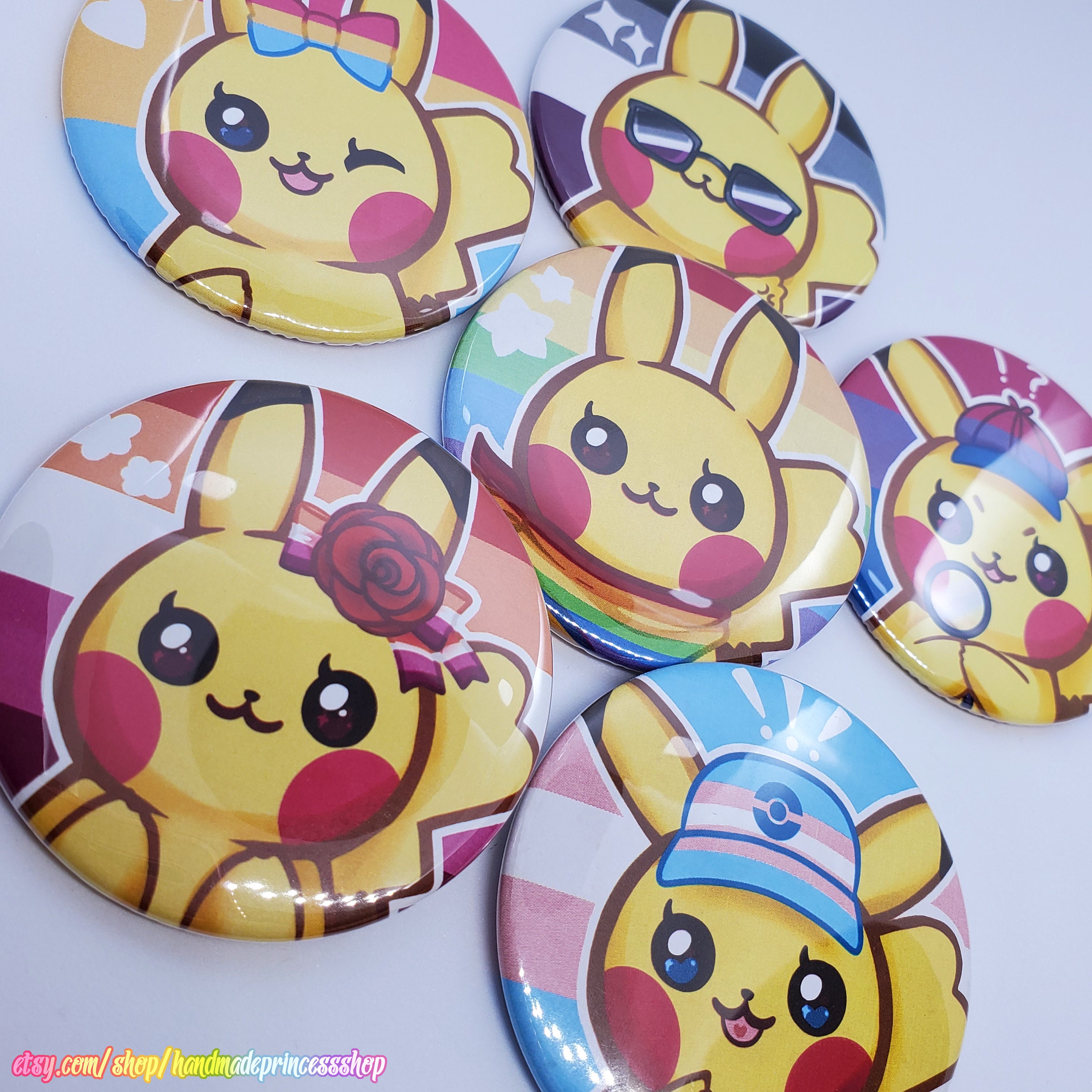 Pika Pride Buttons heart Tail - Etsy