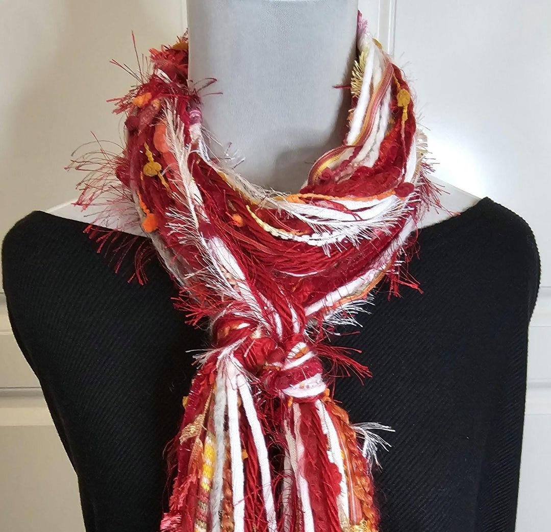 Gameday Yarn Scarf in Red, White, and Gold Team Colors - Etsy