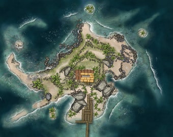 Tropical Island Fantasy Map – Digital Download of Hand-drawn 2D Map ...