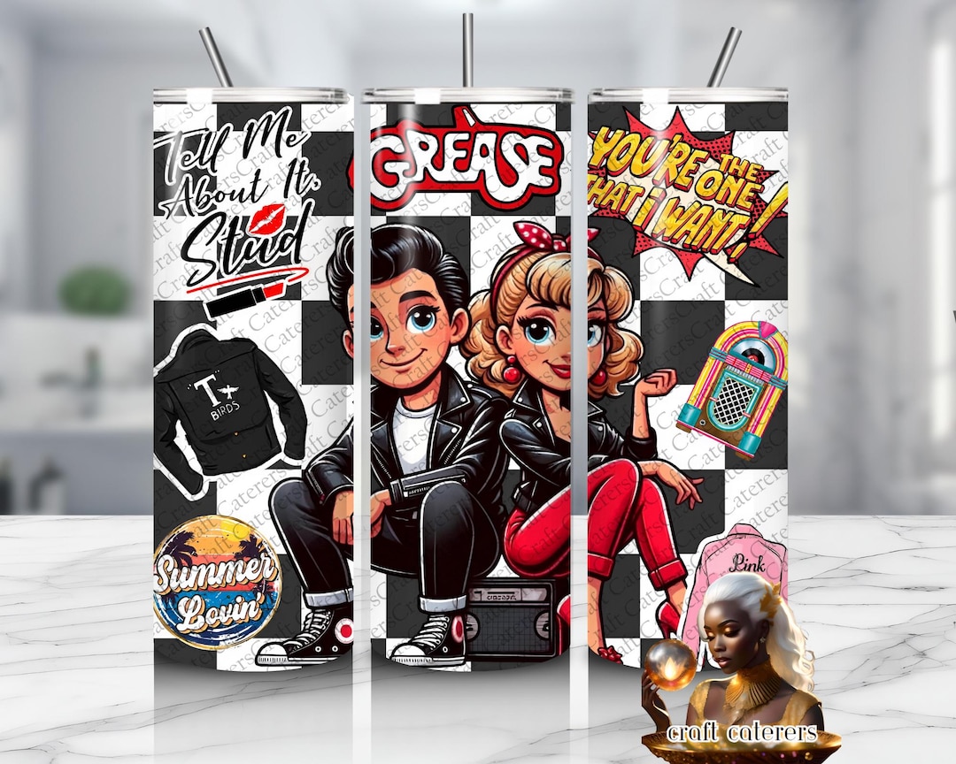 Grease Lightning - Cartoon Style - Free Backgrounds - 20oz Tumbler Wrap ...