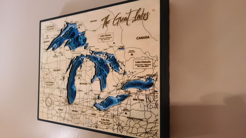 Great Lakes 3D Layered Wood Map 8 Layers Nautical Art Wall - Etsy