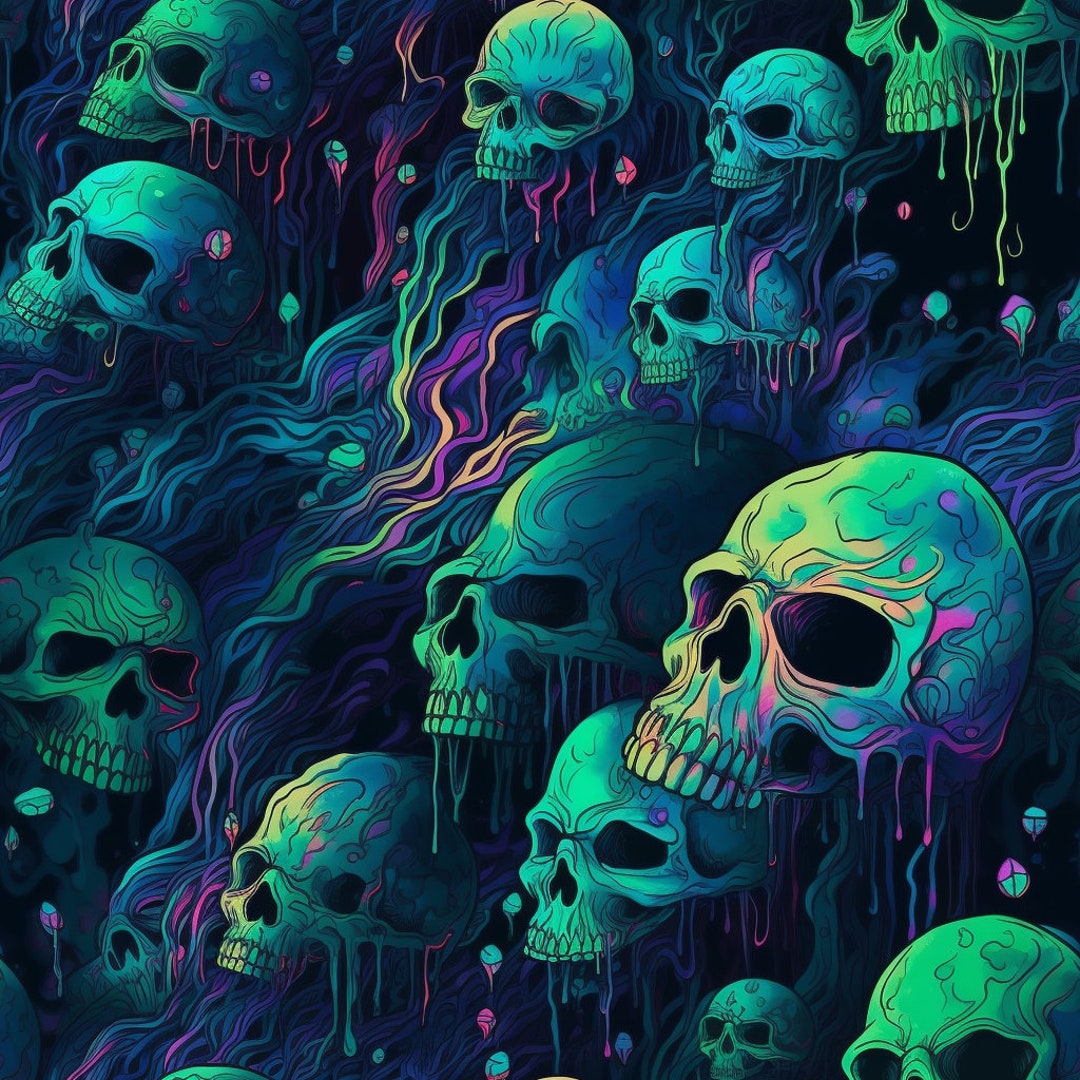 Melting Skulls Pattern 3 SVG Download for Fabrics, Graphics, Direct to Print, Sublimation - Etsy