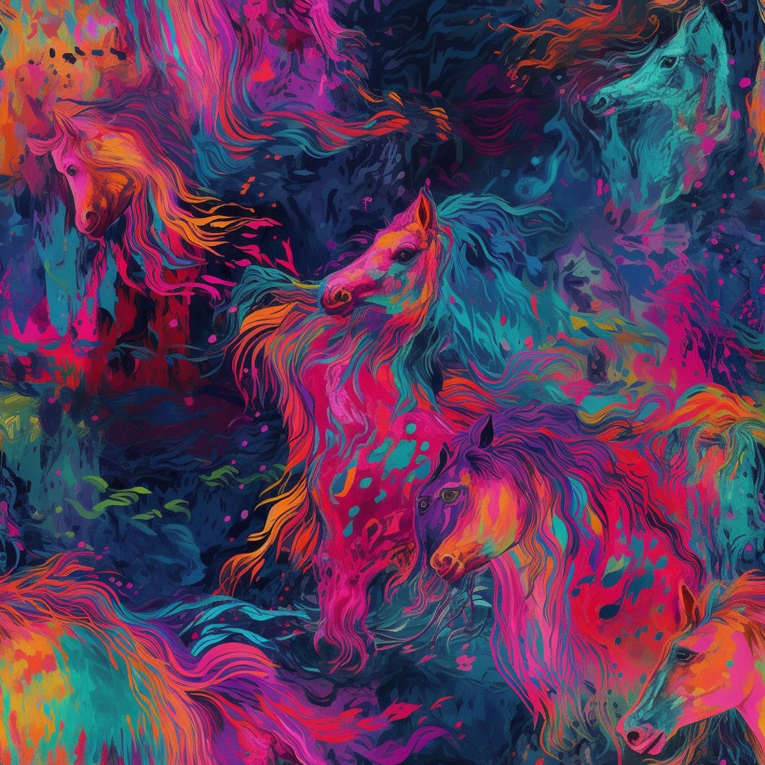 Melting Neon Unicorns 1 SVG Download for Fabrics, Graphics, Direct to Print, Sublimation - Etsy