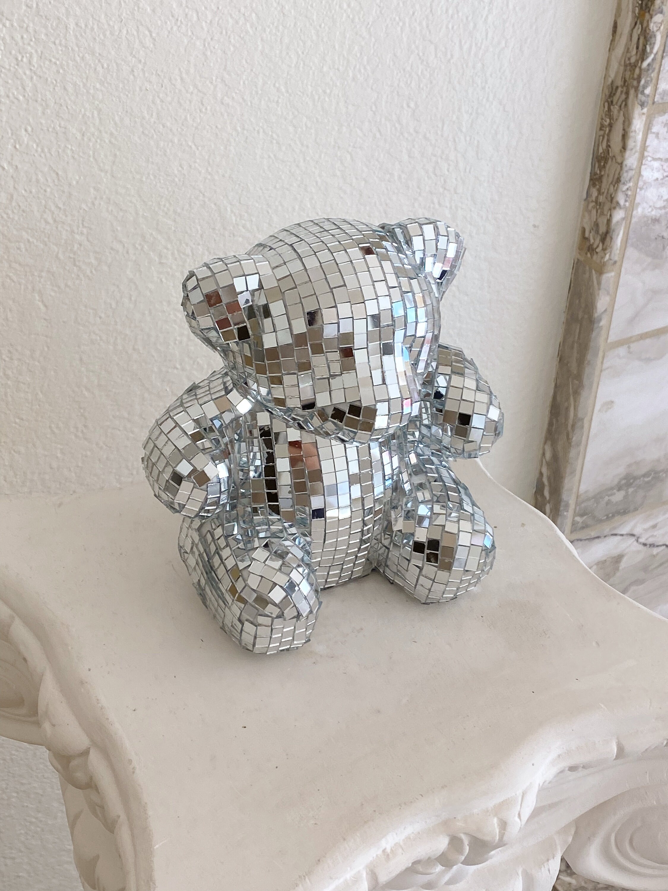 Disco Teddy Bear: Handmade Mirror Glass Tile Dopamine Decor - Etsy