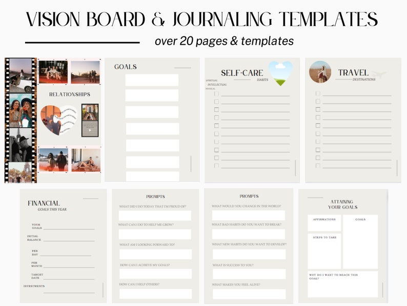Digital Vision Board Templates 2023 Canva Kit Manifesting - Etsy