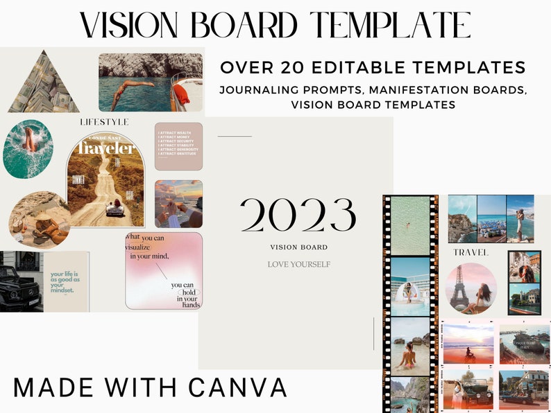 Digital Vision Board Templates 2023 Canva Kit Manifesting - Etsy