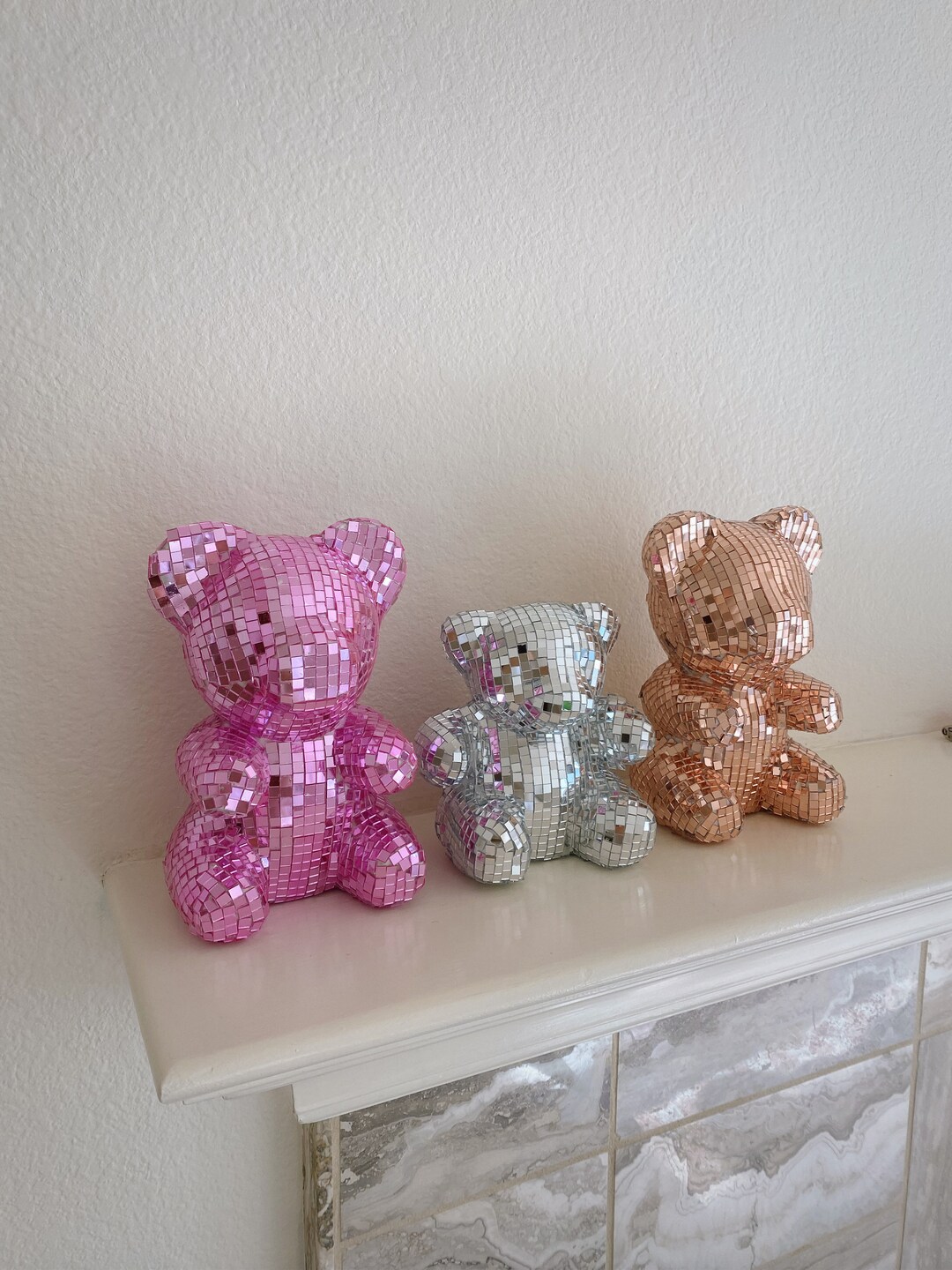 Disco Teddy Bear: Handmade Mirror Glass Tile Dopamine Decor - Etsy