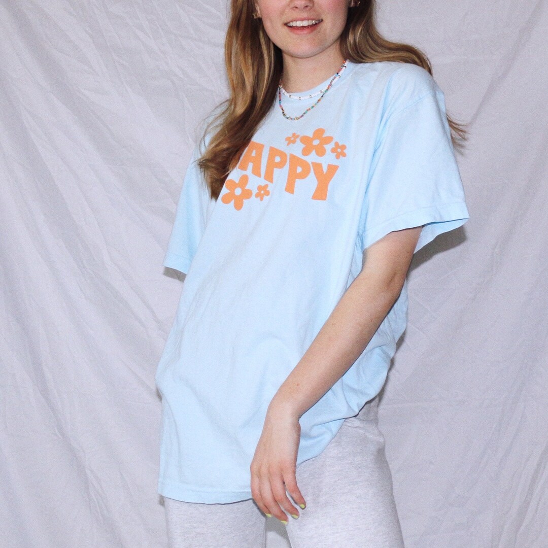 Happy Tee - Light Blue - Etsy