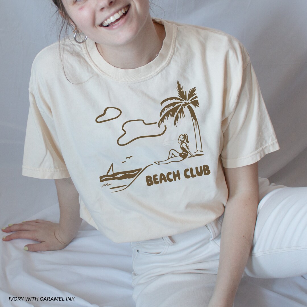 Beach Club Bachelorette Tee, Pigment Dyed Tshirt, Oversized Tee, Beach ...
