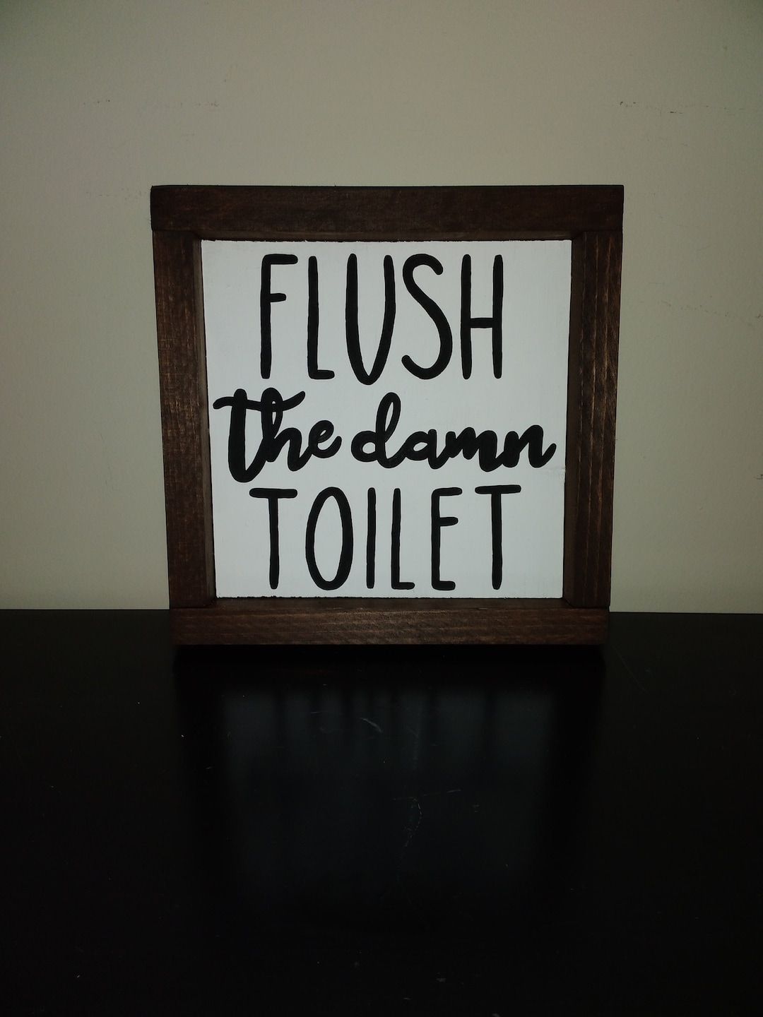 Flush the Damn Toilet Wooden Sign | Funny Bathroom Decor - Etsy