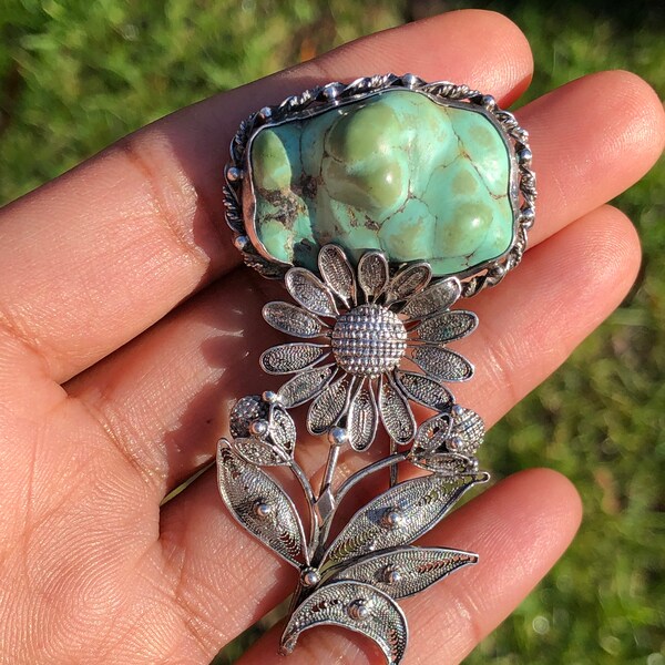 Turquoise Brooch - Etsy