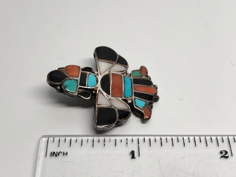 Zuni Knife Wing Brooch Inlaid Stone Sterling Silver Native | Etsy