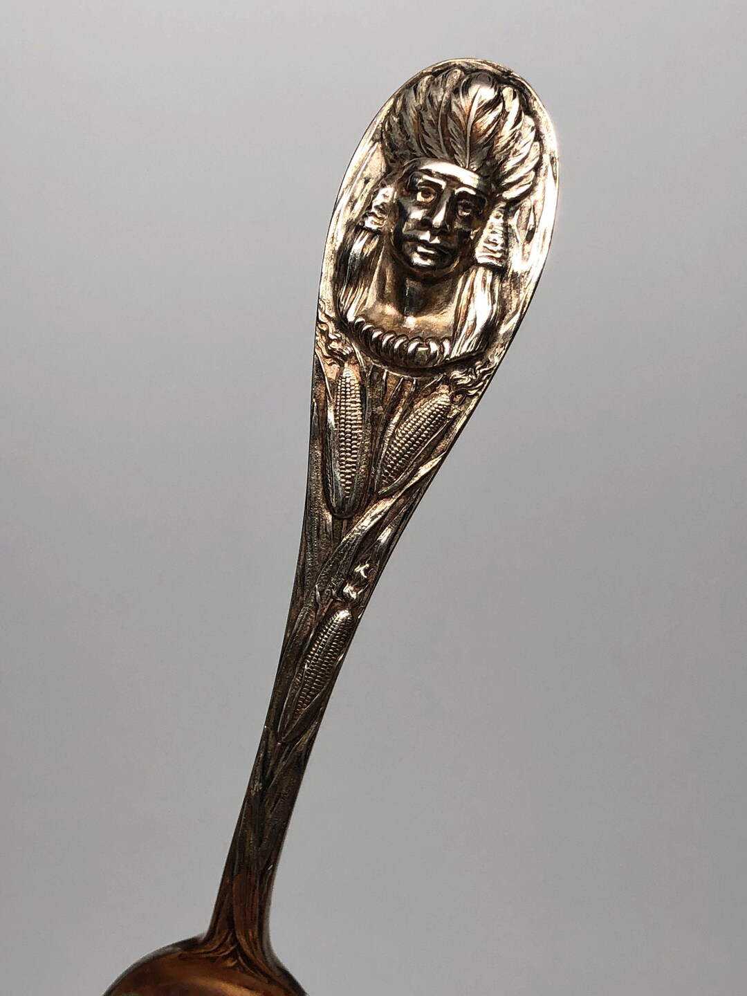 4 Available, Native American Head and Corn Tea Spoon, Sterling Silver ...
