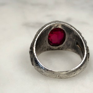 Chinese Silver Ring With Synthetic Ruby, Dragon and Phoenix on the ...