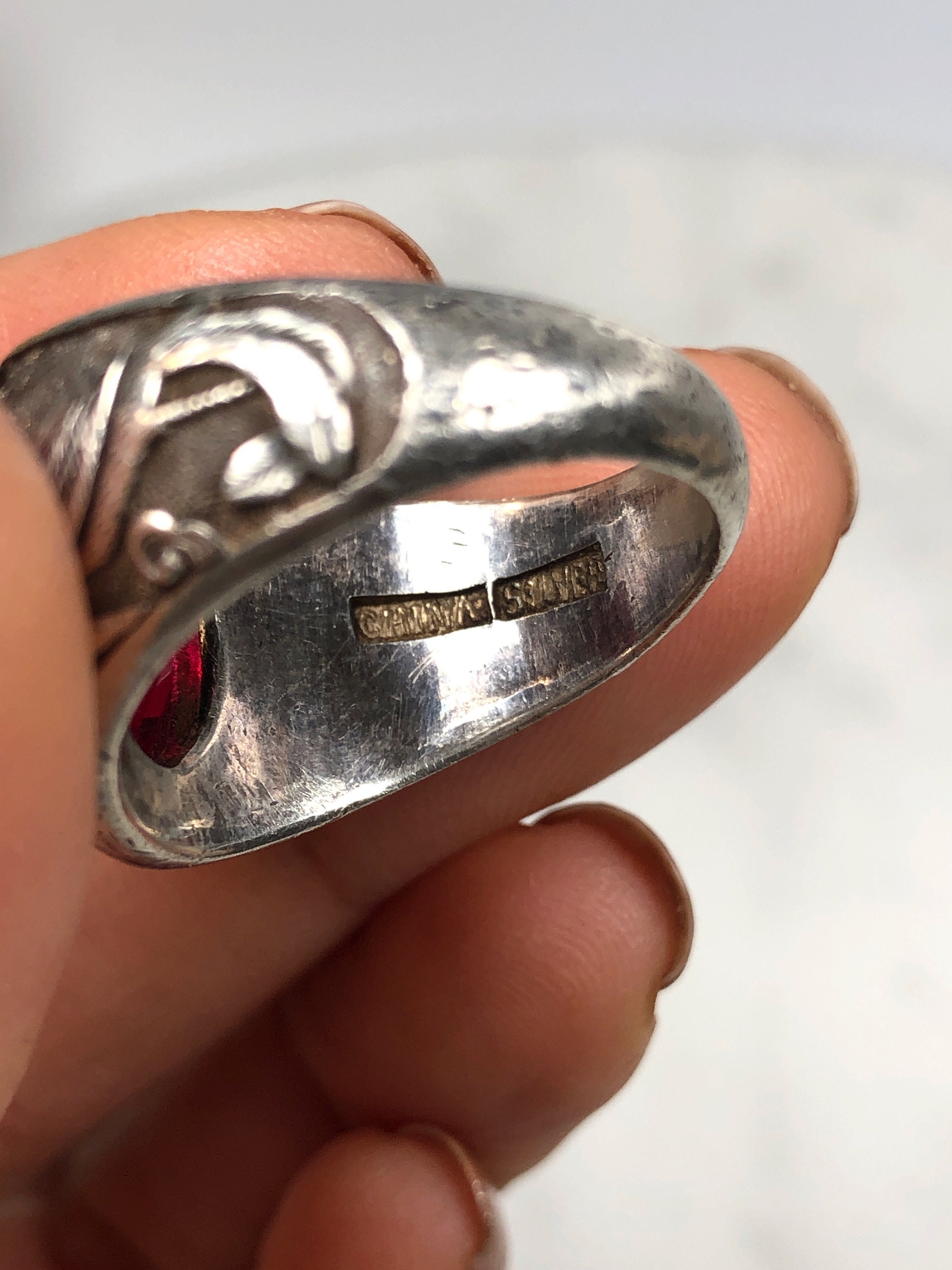 Chinese Silver Ring With Synthetic Ruby Dragon and Phoenix on - Etsy