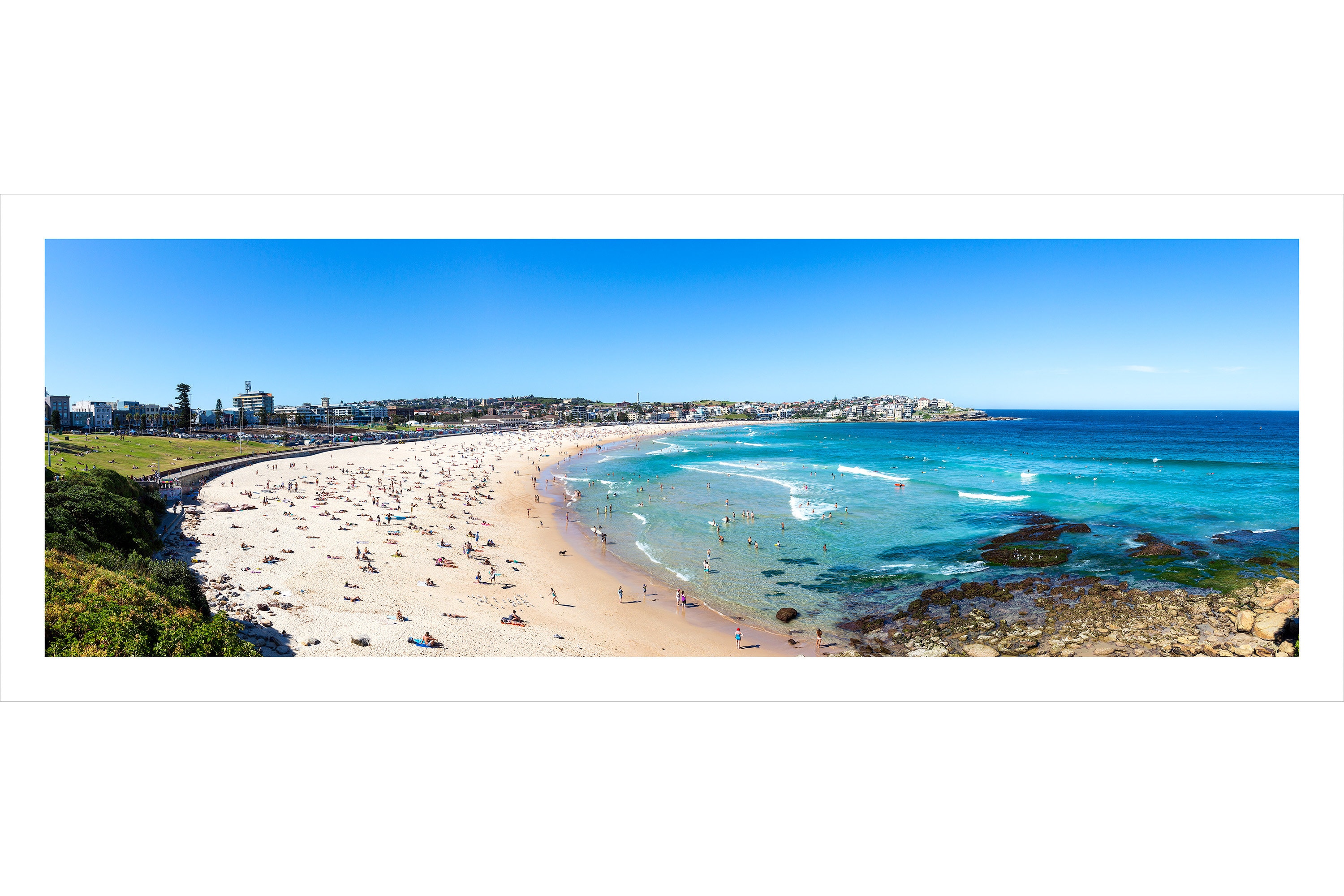 Bondi Beach Large Poster - 45 X 17 Inch, White Border, Sydney Iconic ...