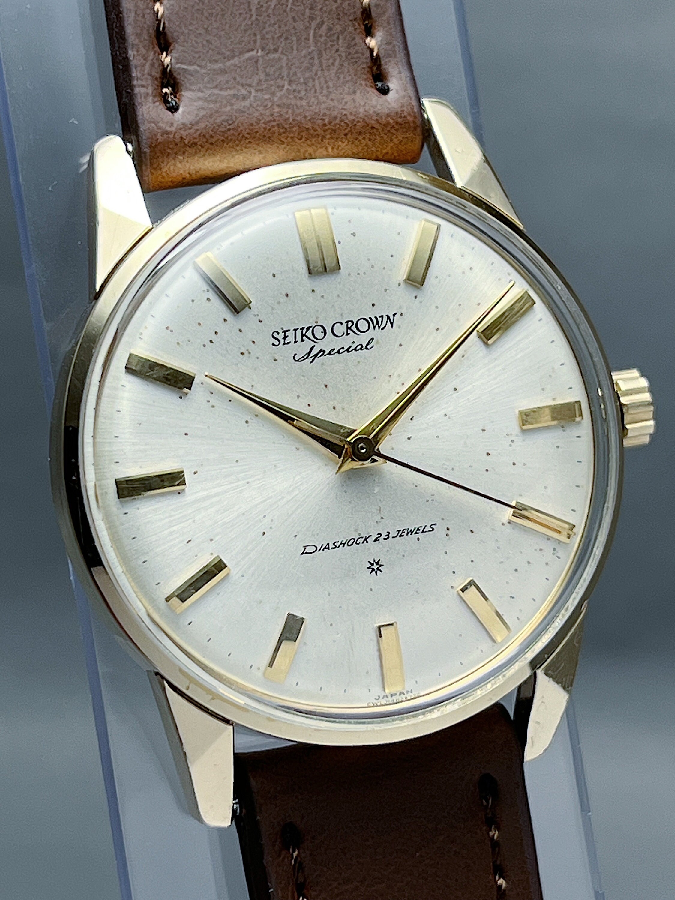 Vintage Seiko Crown Special 18K Solid Gold Indices Special Dial SD 14K ...