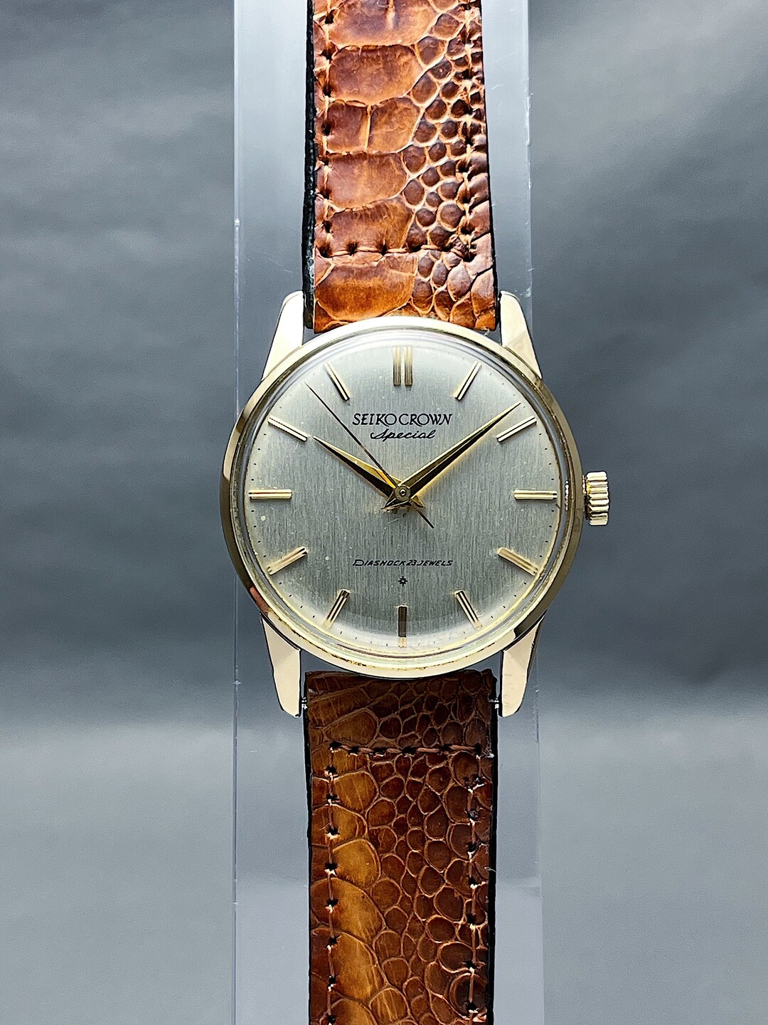 Vintage Seiko Crown Special 18K Solid Gold Indices Special Dial SD 14K ...