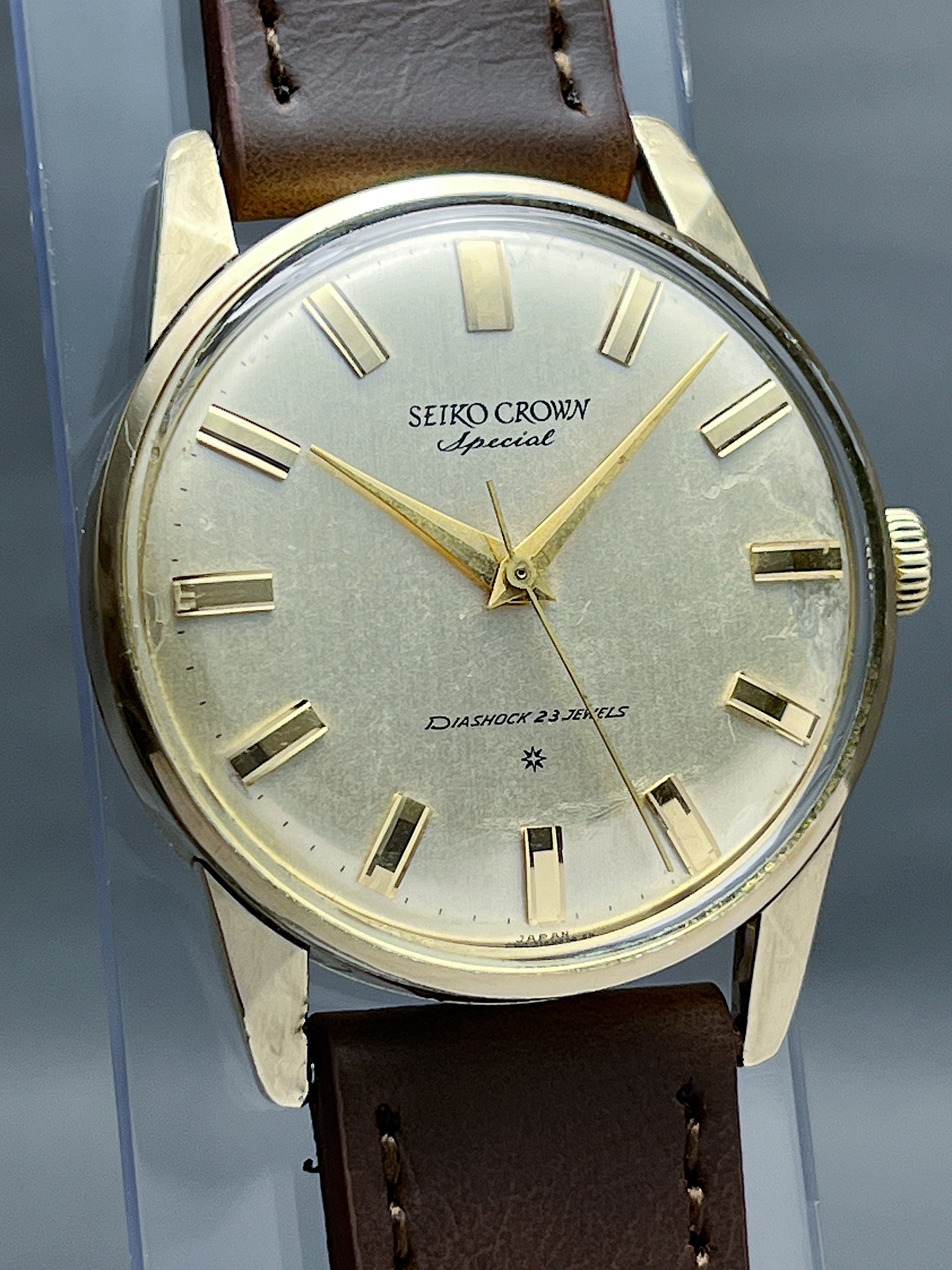 Vintage Seiko Crown Special 18K Solid Gold Indices Special Dial SD 14K ...