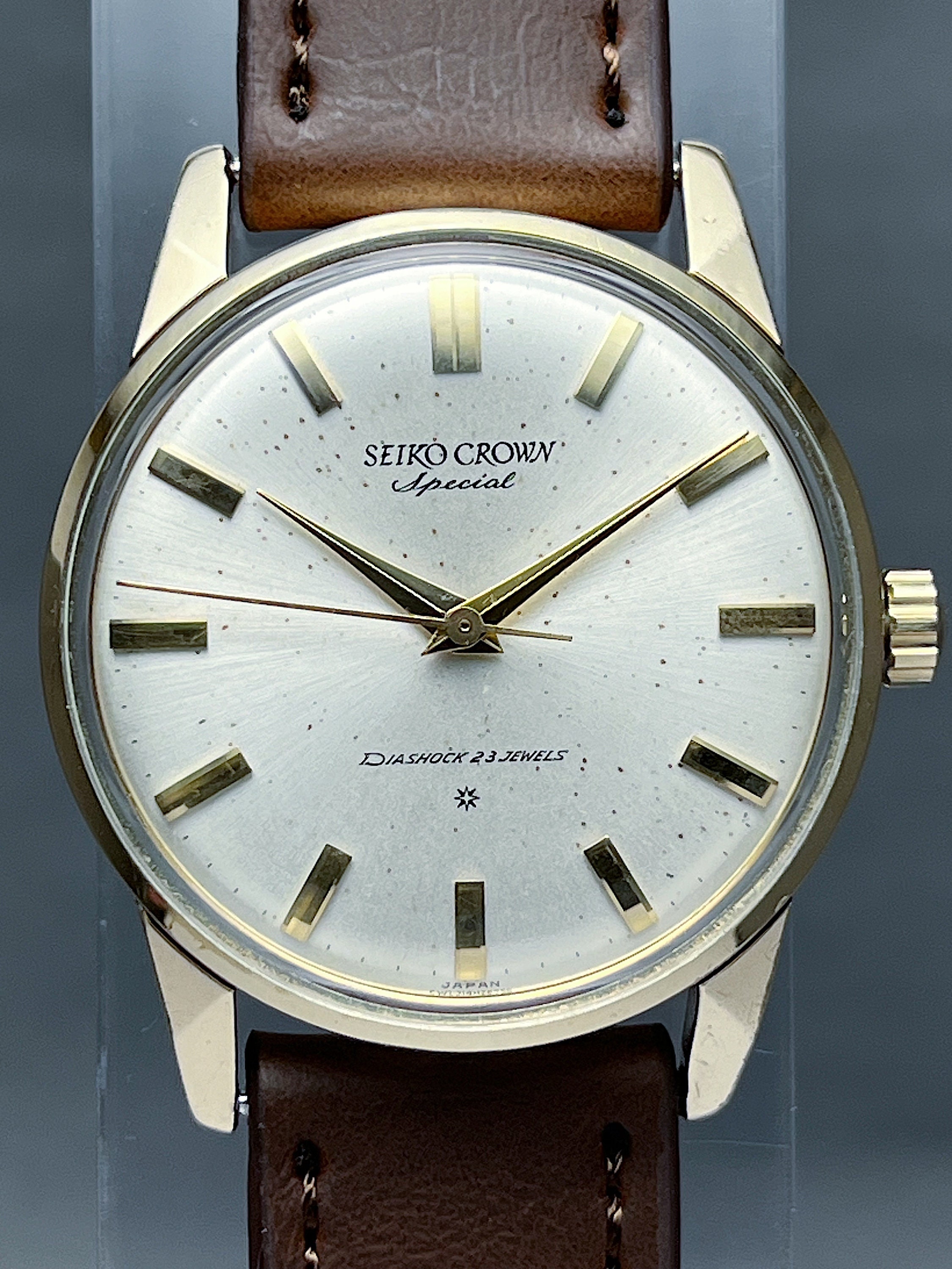 Vintage Seiko Crown Special 18K Solid Gold Indices Special Dial SD 14K ...