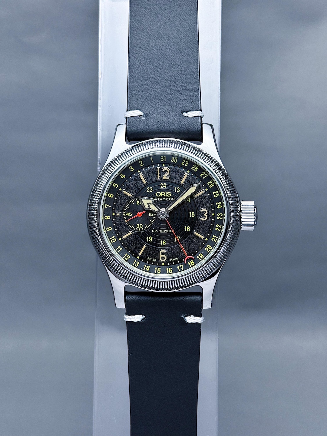 Vintage ORIS Big Crown Reverse Pointer Date Small Seconds Black Dial ...