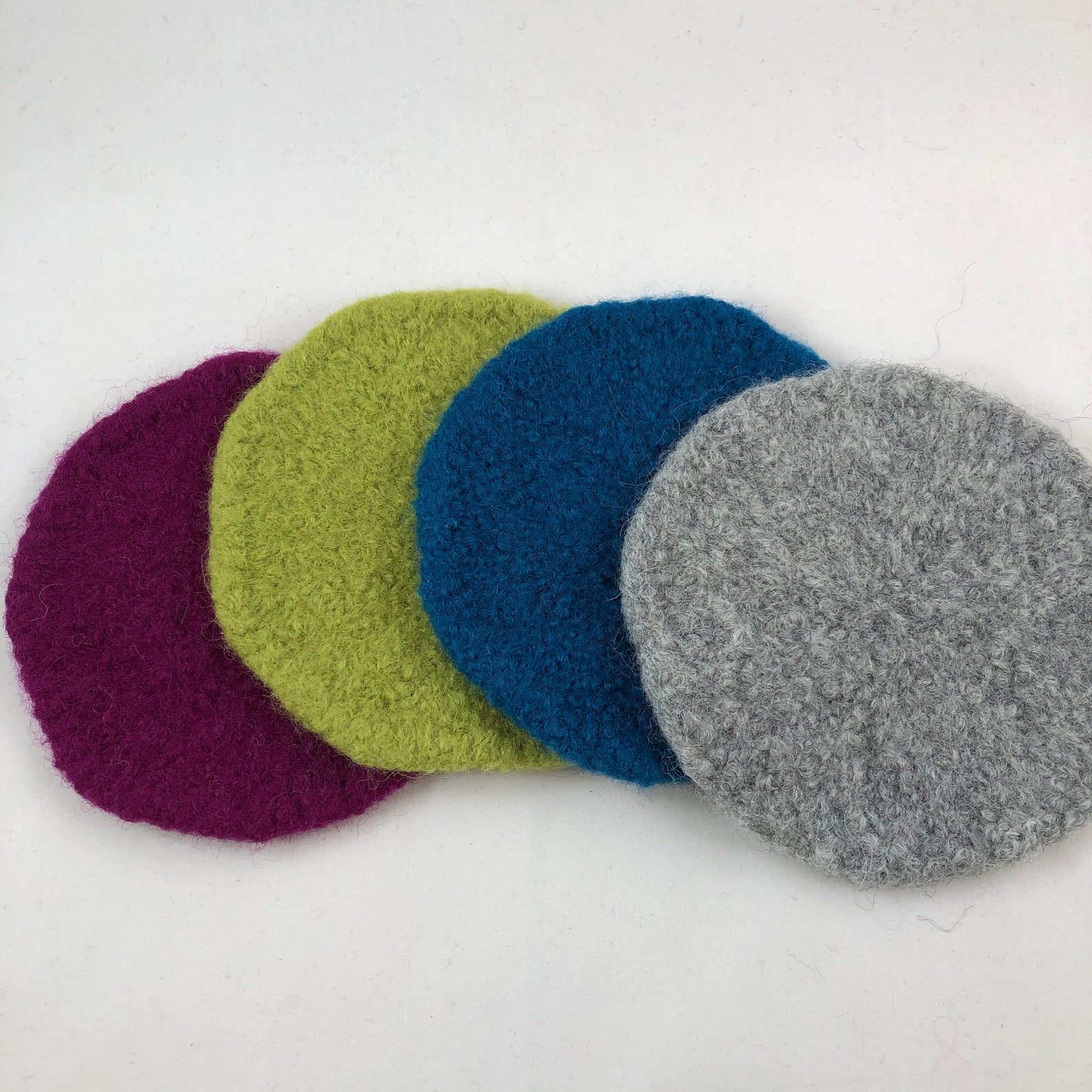Colorful Felted Wool Coasters Set of 4 Round Felted Wool | Etsy