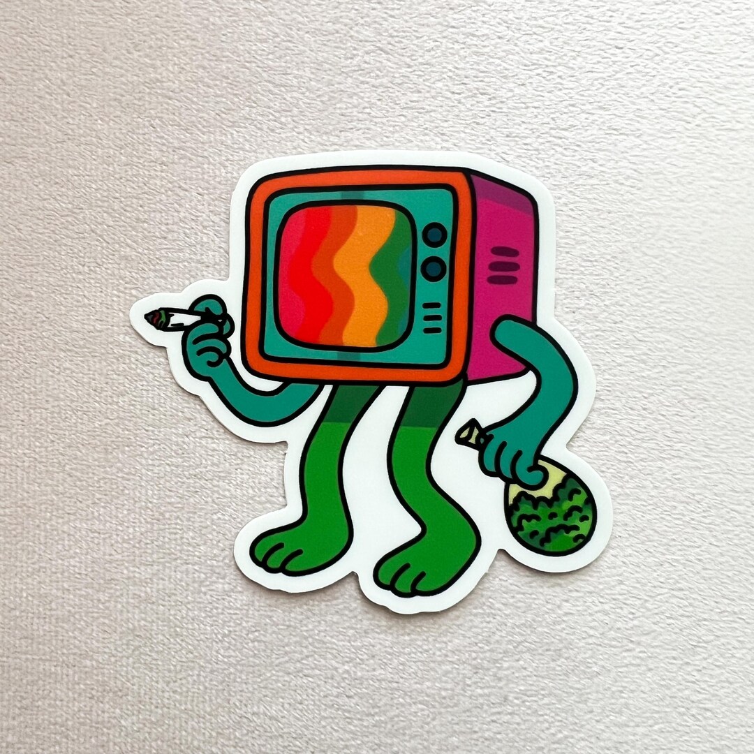 Retro TV Sticker, Vintage Television Decals, 70s Vibes, Boho Laptop ...