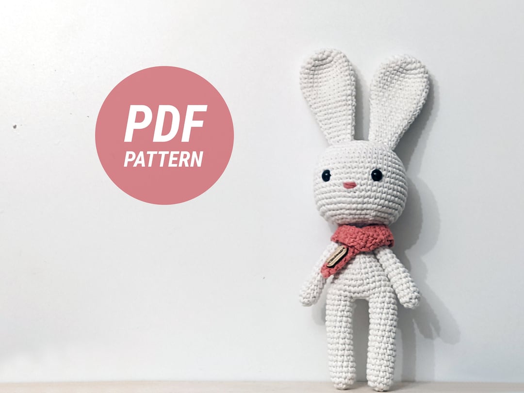 Crochet Bunny PDF PATTERN, Amigurumi Bunny With Pink Scarf Pattern ...
