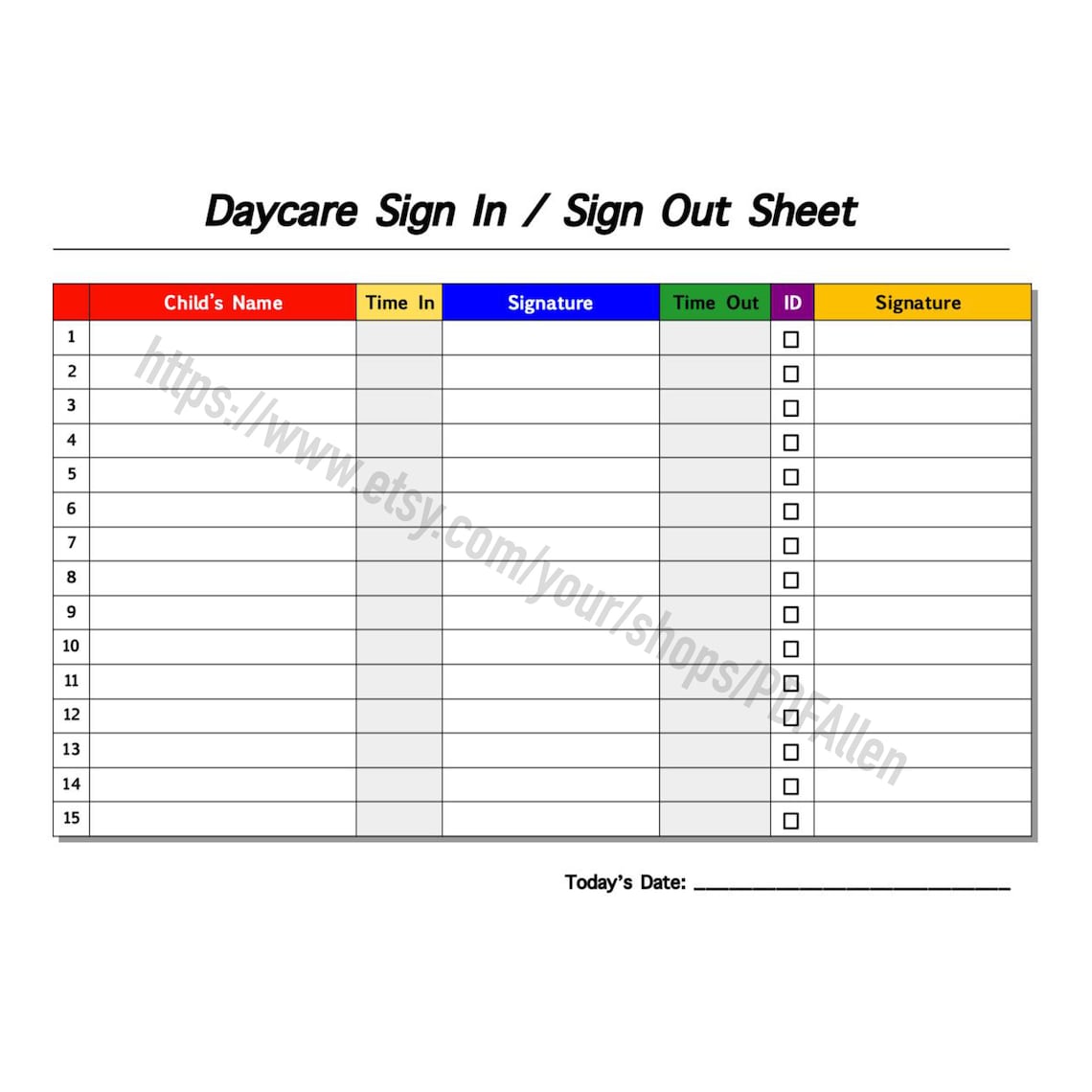 Daycare Sign In/sign Out Sheet | PDF File | Landscape Orientation - Etsy
