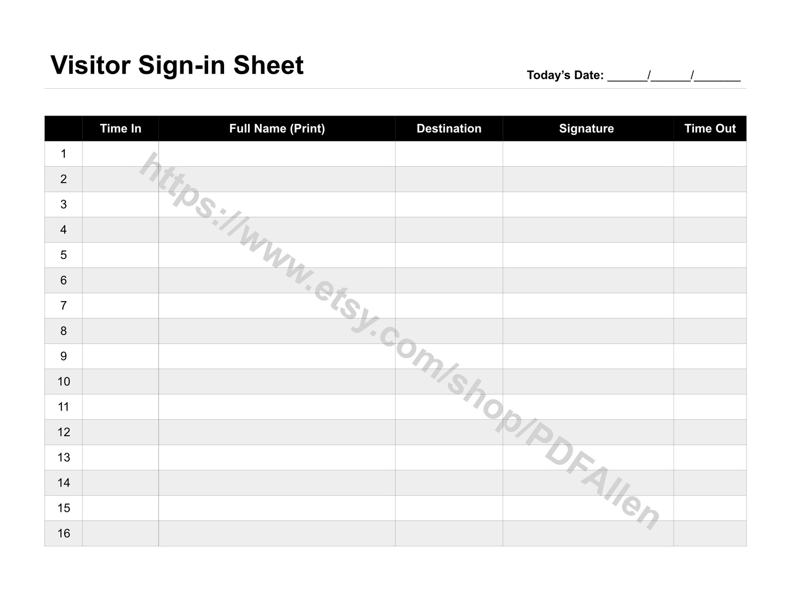 Visitor Sign-in/sign-out Sheet and Incident Report Form - Etsy
