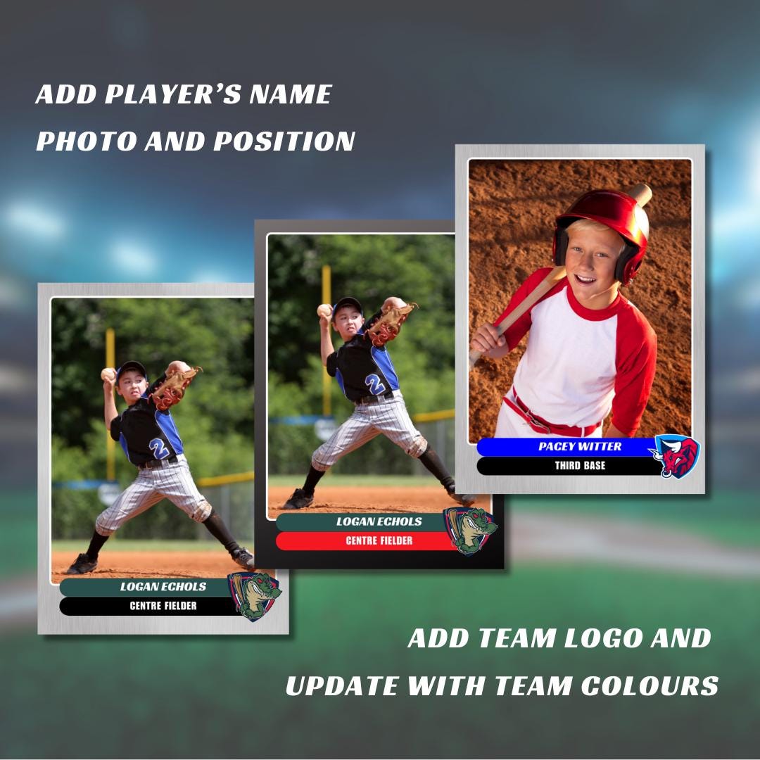 Custom Trading Baseball Card Canva Template Custom Sport Cards Kids ...