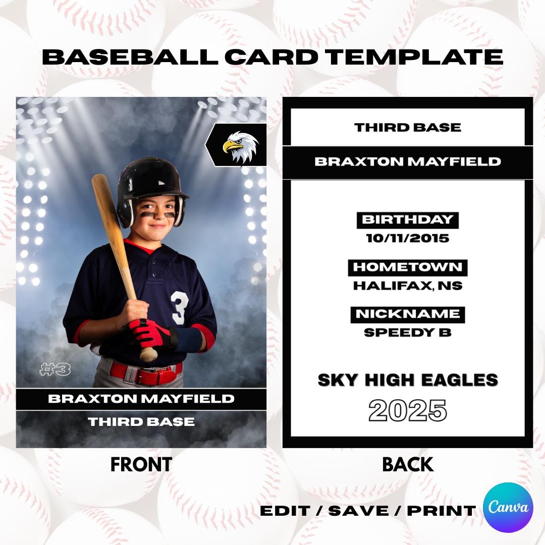 Custom Trading Baseball Card Canva Template Custom Sport Cards Kids ...