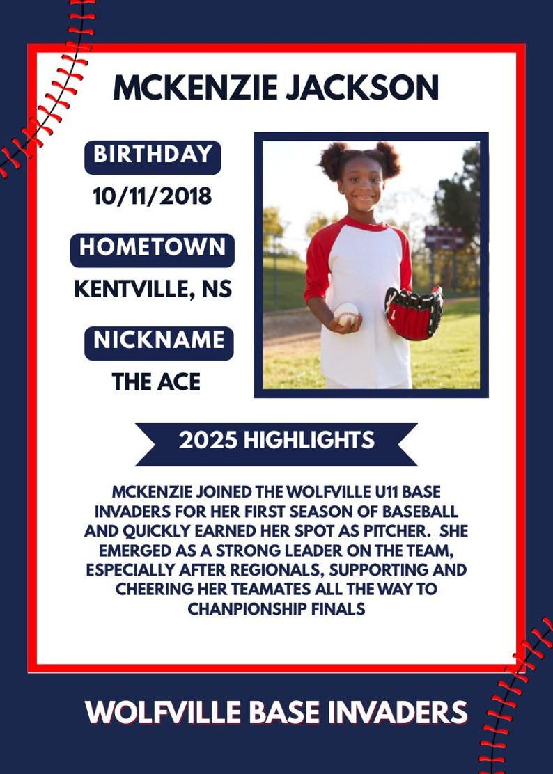 Baseball Kids Trading Cards Template, Customizable Player Card Canva ...