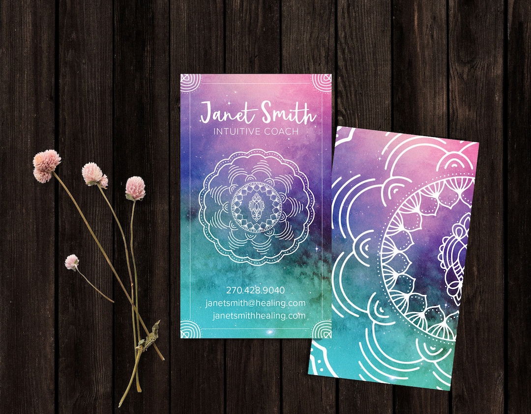 Custom Reiki Business Card, Spiritual Mandala Design (digital File or ...