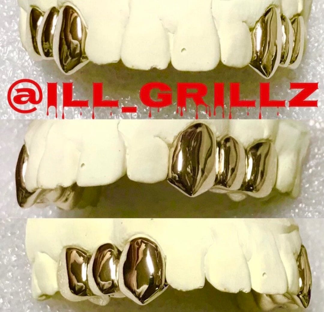 Handmade Custom 6pc Permanent Cut Dental Gold Grillz (k9’s and ...