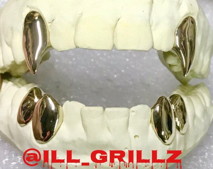 Handmade Custom Dental Gold Top Fangs With Bottom Wolf Style Grillz - Etsy