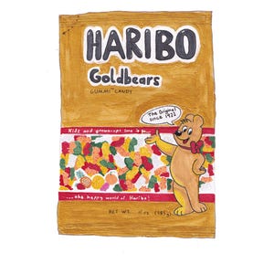 Hand-drawn German Haribo Gummi Bears (open Edition Print of an Original ...