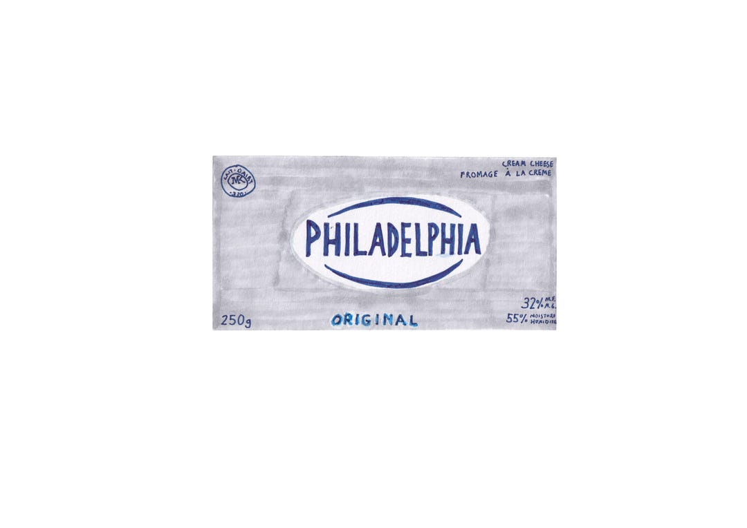 Hand-drawn Philadelphia Cream Cheese (open Edition Print of an Original ...