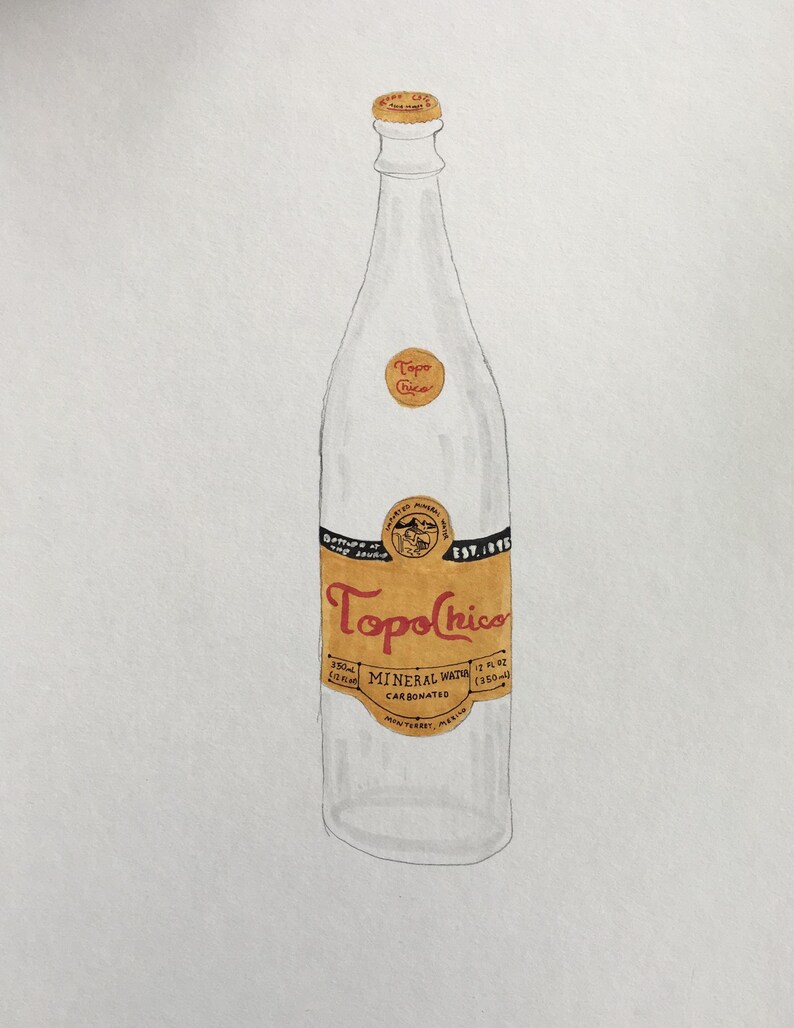Hand-drawn Mexican Topo Chico Sparkling Mineral Water (open Edition ...
