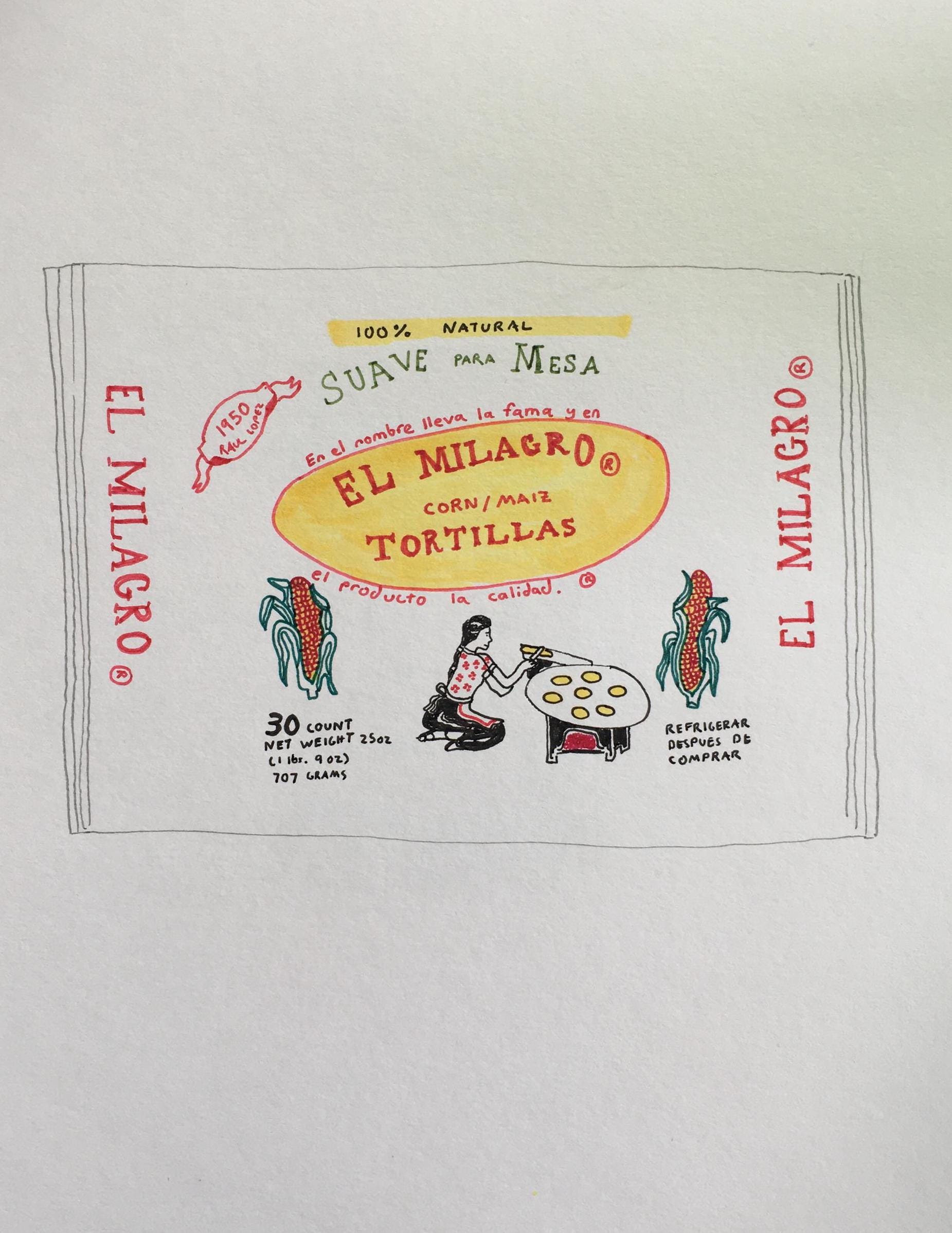 Hand-drawn Mexican El Milagro Corn Tortillas (open Edition Print of an ...