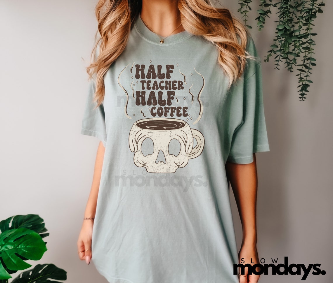 Half Teacher Half Coffee PNG, Retro Png, Teacher Png, Mom Life Png ...