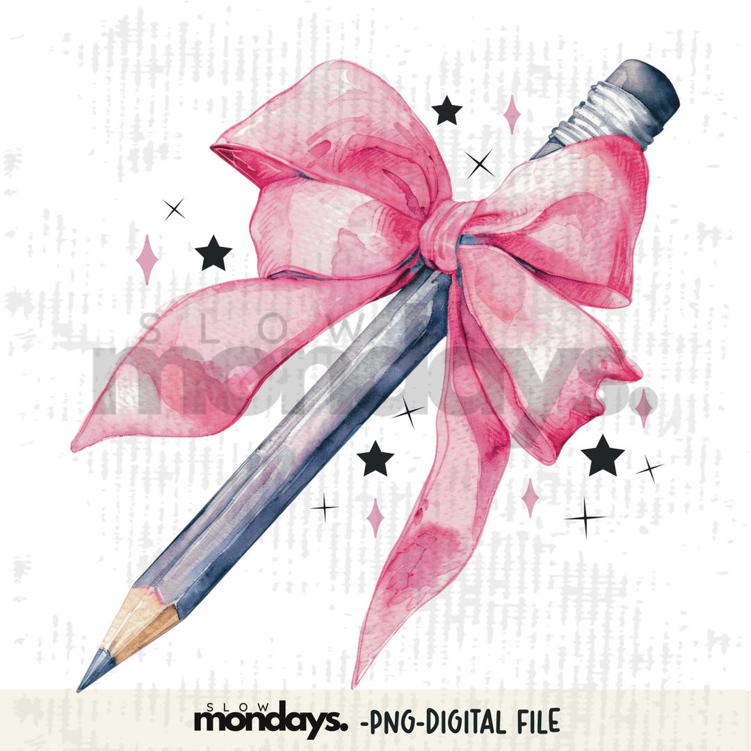 Coquette Teacher Png, Coquette Pencil Bow Png, Back to School Png ...