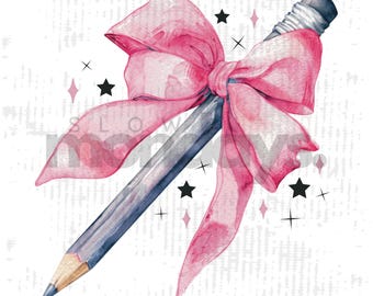 Coquette Teacher Png, Coquette Pencil Bow Png, Back to School Png ...