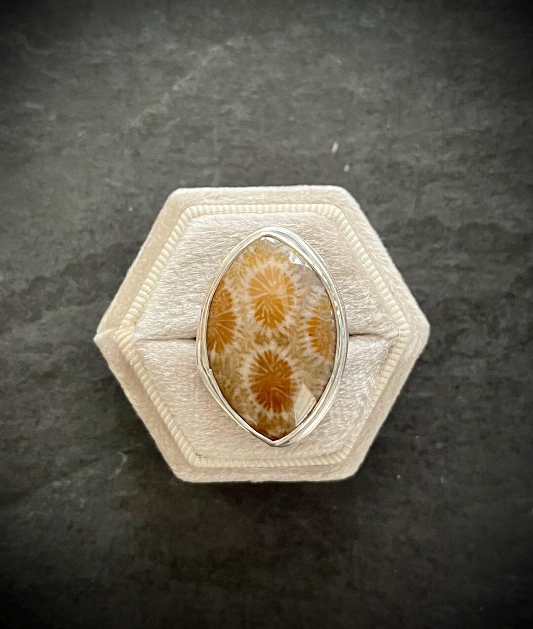 Flower Coral Fossil Ring - Etsy