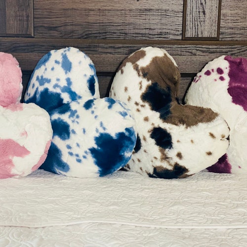 Cow Print Heart Pillow Cowhide Pony Cow Print Decor Minky | Etsy